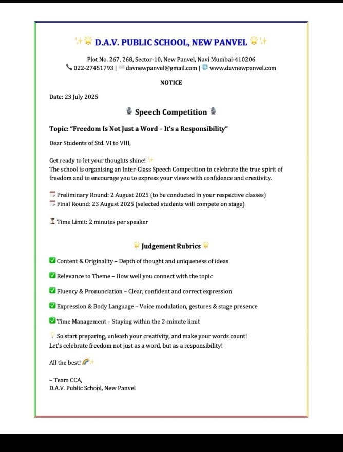 Welcome To DAV PUBLIC SCHOOL, NEW PANVEL